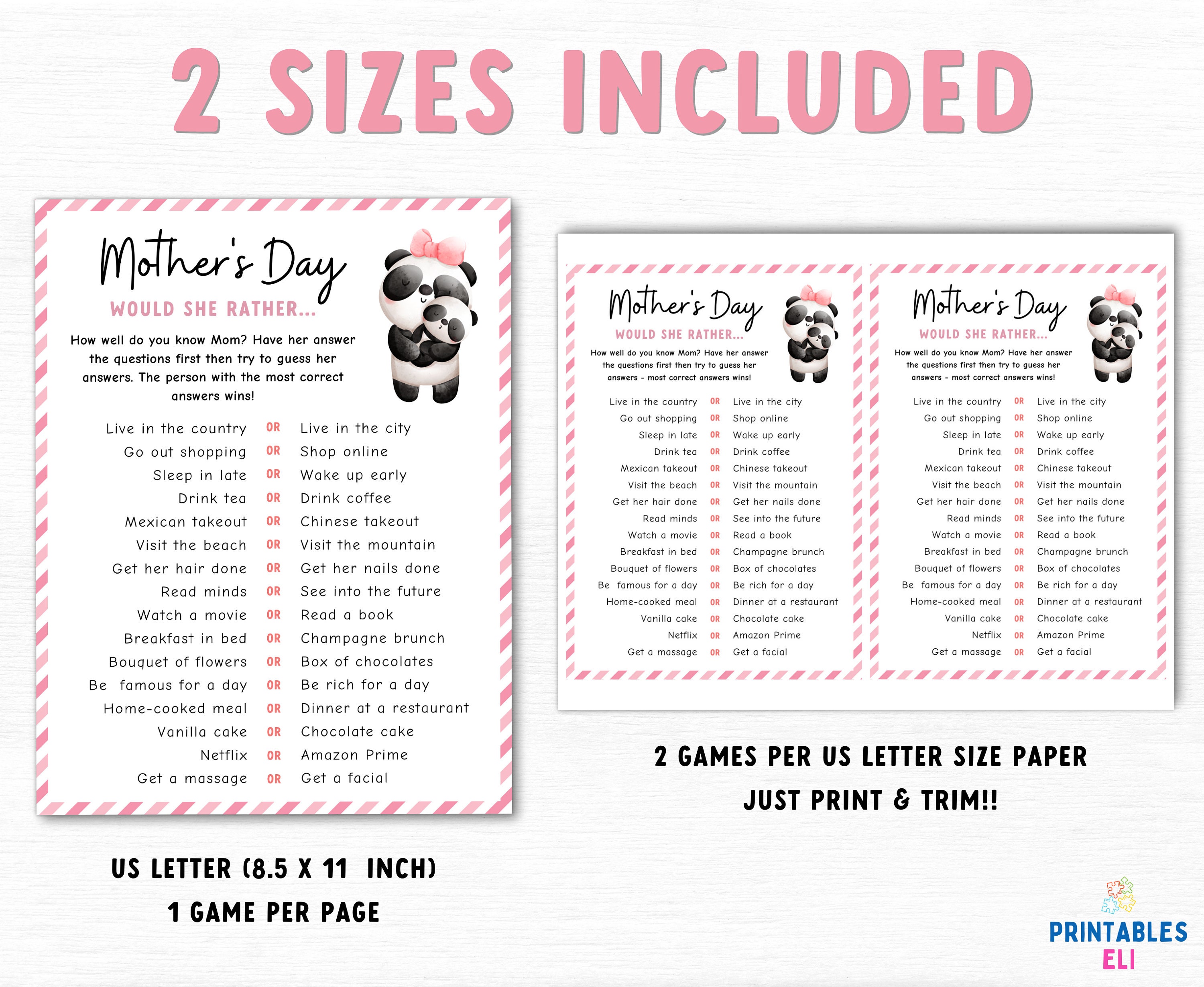 Mother's Day Would She Rather Game, Printable Mother's Day Game ...