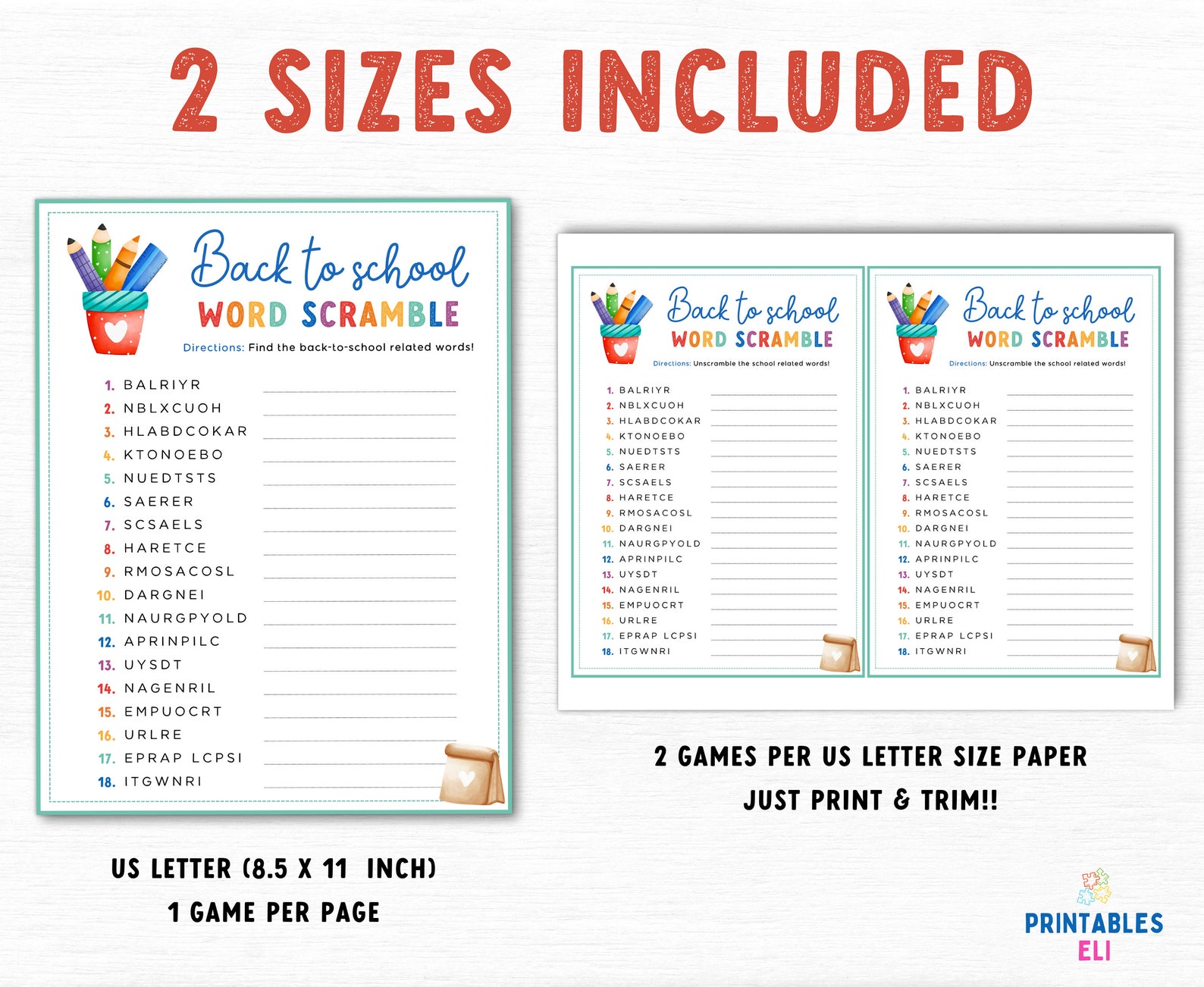 Back to School Word Scramble Printable Game Printable Back to - Etsy
