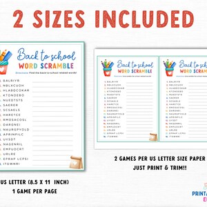 Back to School Word Scramble Printable Game, Printable Back to School ...