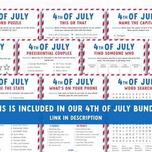 Fourth of July Printable Game, 4th of July Name the State, Printable ...