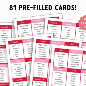 Valentines Day Taboo Game, Party Game, Printable Valentines Family Game ...