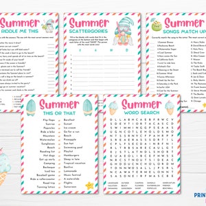 Summer Game Bundle Printable Summer Game for Kids and Adults - Etsy