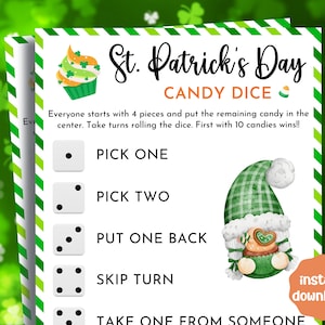 St. Patrick's Day Candy Dice Game Printable Patrick's | Etsy