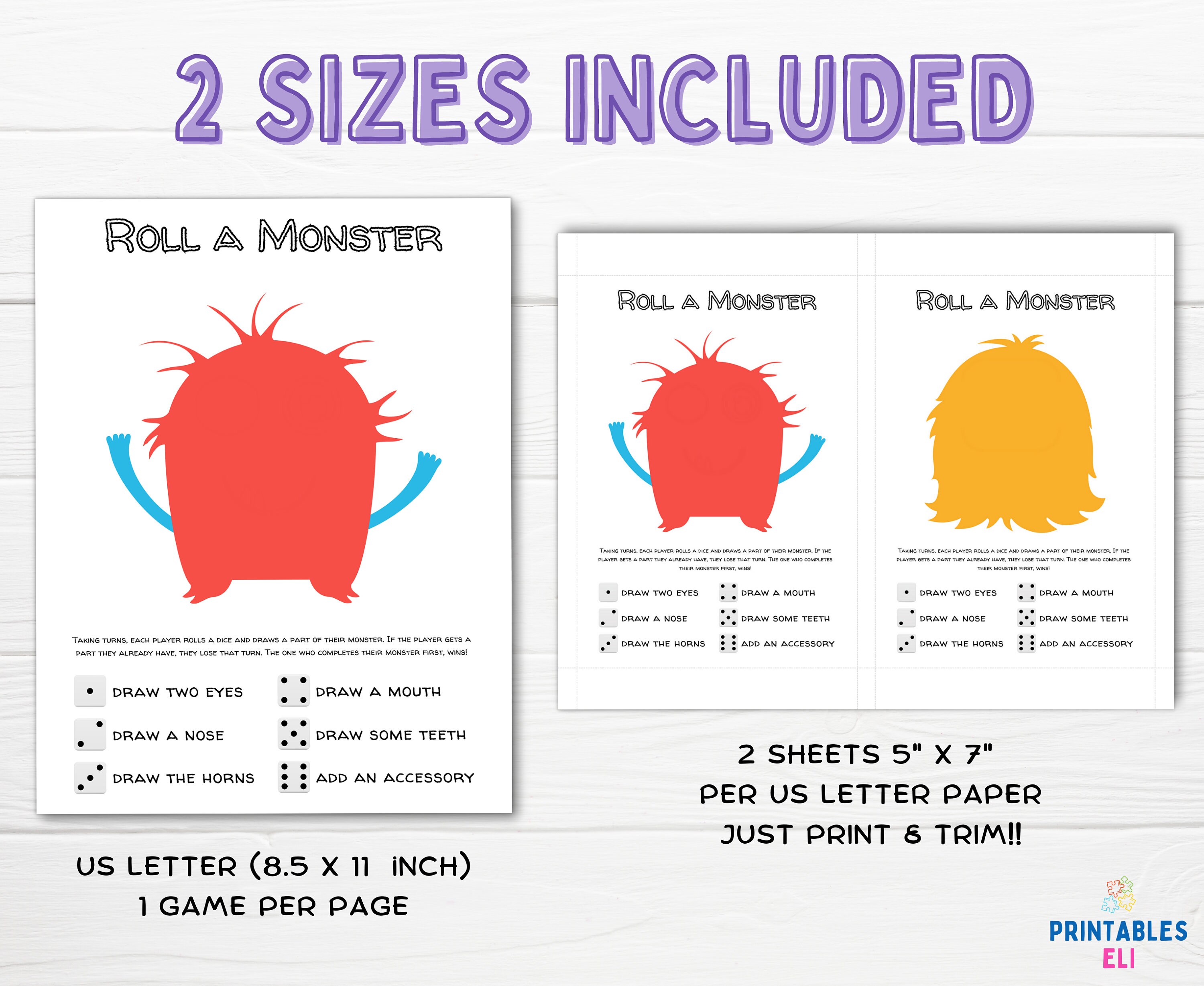 Roll a Monster Game for Kids Halloween Dice Game Children - Etsy