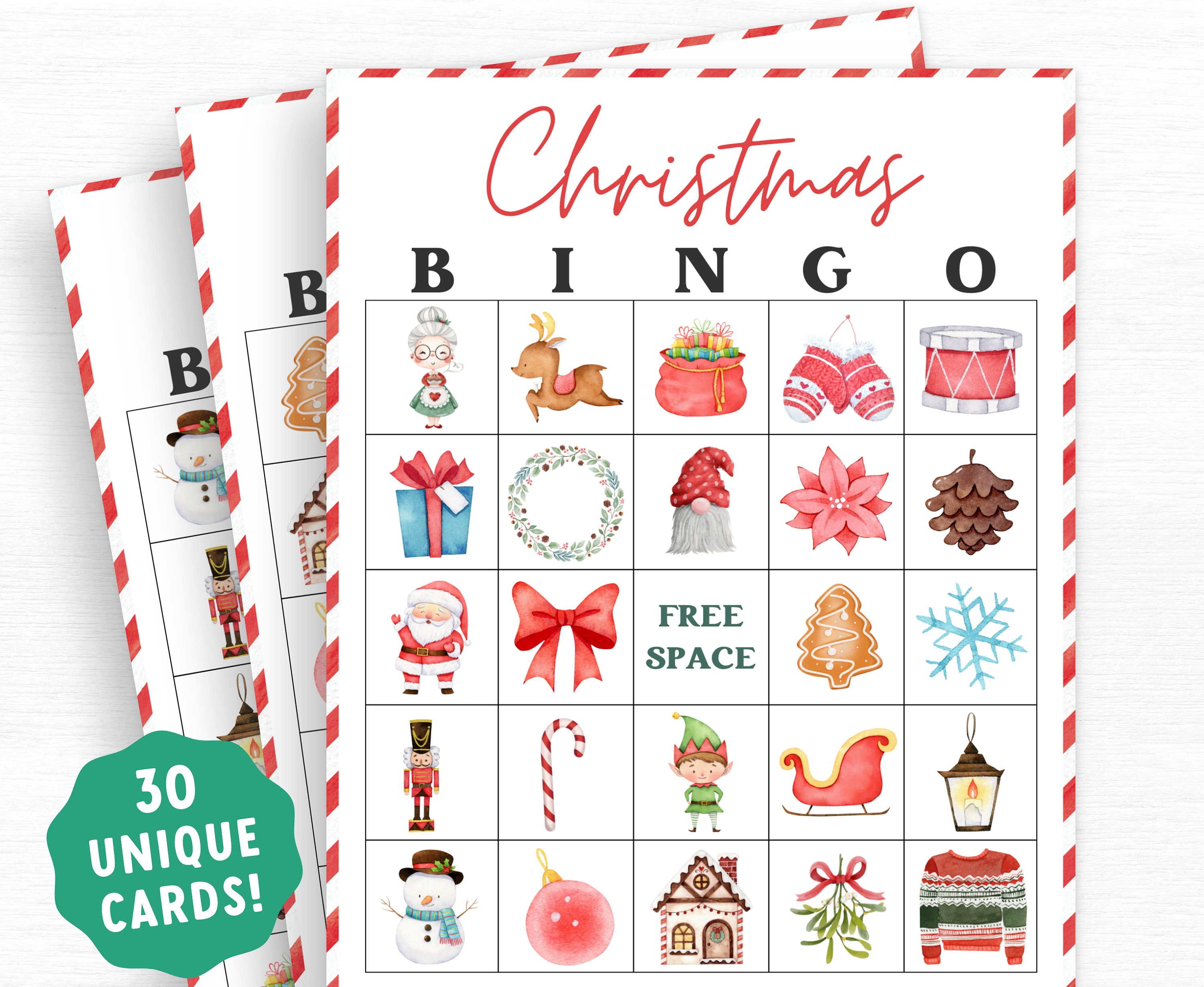 Christmas Bingo Cards Printable, Holiday Bingo, Christmas Party Family ...