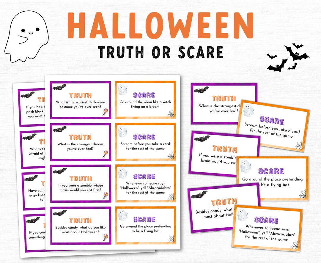 Halloween Truth or Scare Game, Halloween Party Game for Kids, Printable ...