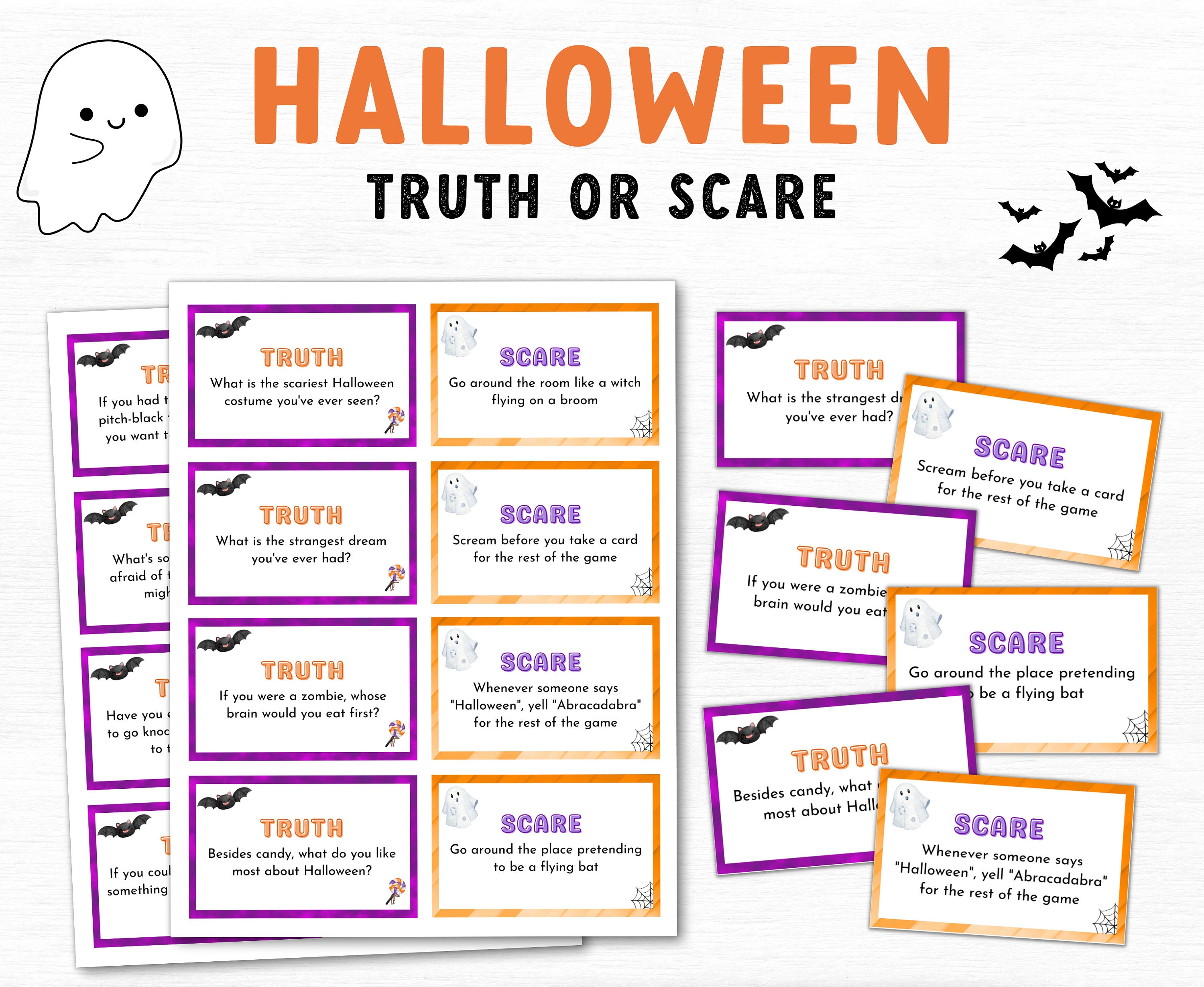 Halloween Truth or Scare Game, Halloween Party Game for Kids, Printable ...