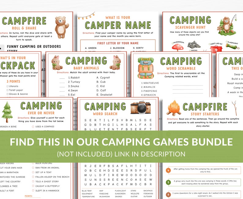 What's Your Camping Name Game, Family Activity, Camping Birthday ...