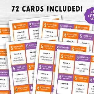 Halloween 5 Second Game Printable, Party Game, Printable Halloween ...