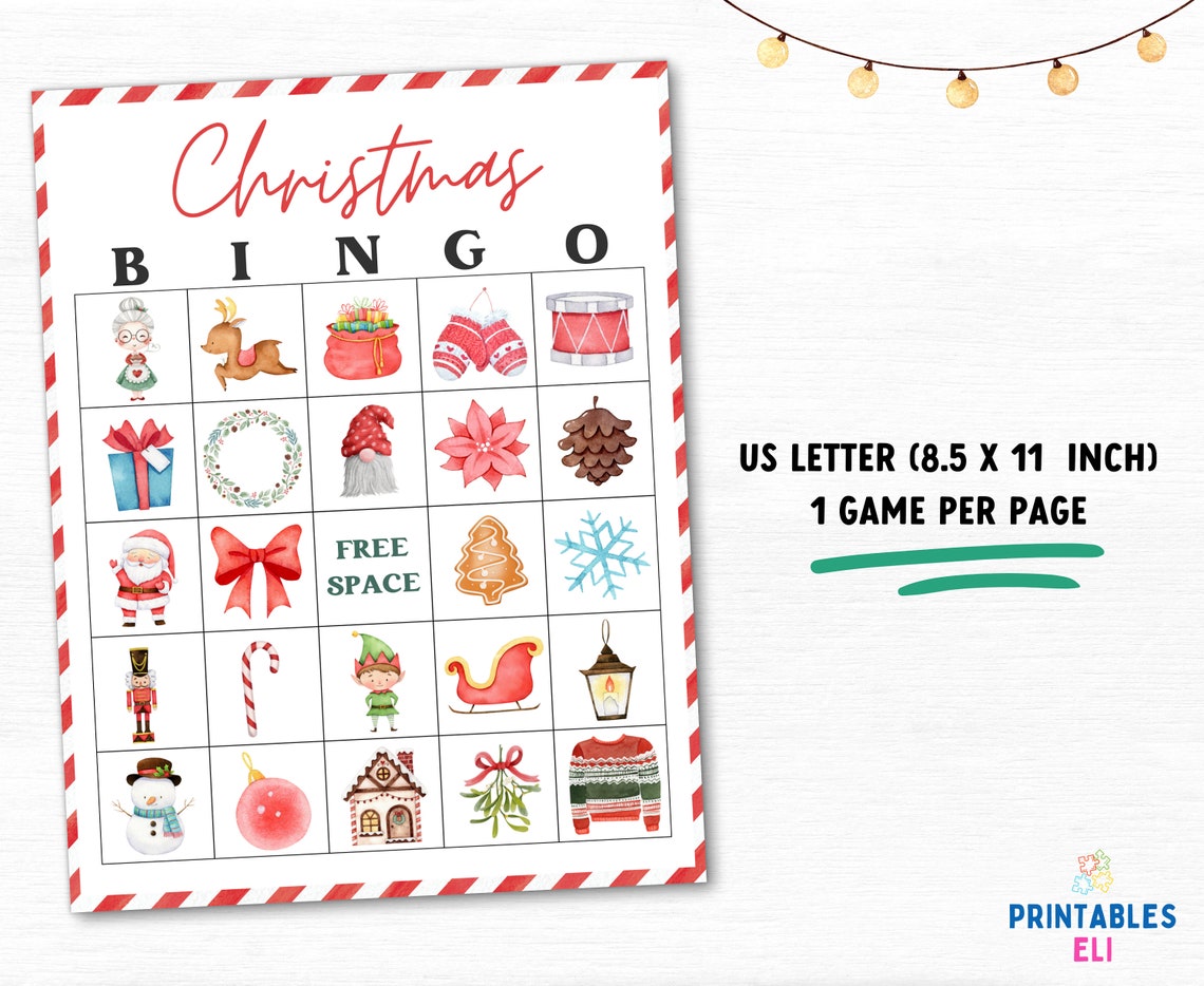 Christmas Bingo Cards Printable, Holiday Bingo, Christmas Party Family ...
