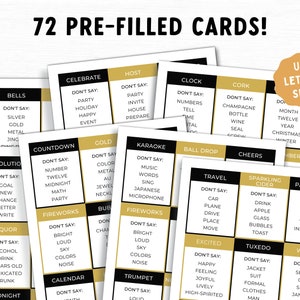 New Years Eve Taboo Game, Family Party Game, Printable New Year Family ...