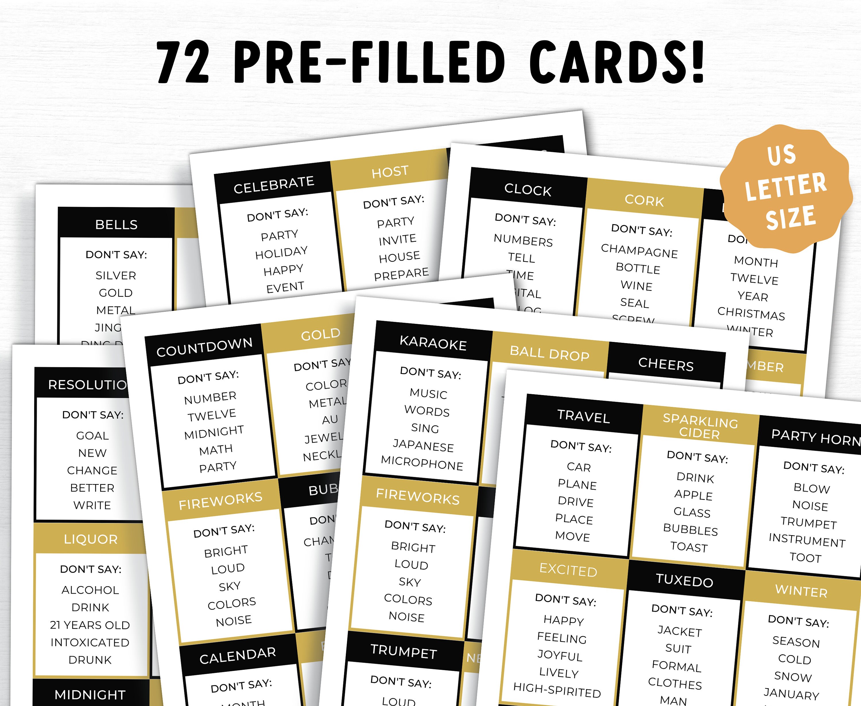 New Years Eve Taboo Game, Family Party Game, Printable New Year Family ...