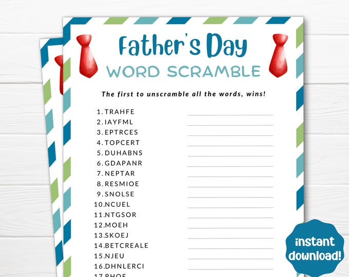 Father's Day Word Scramble Game Printable Father's - Etsy