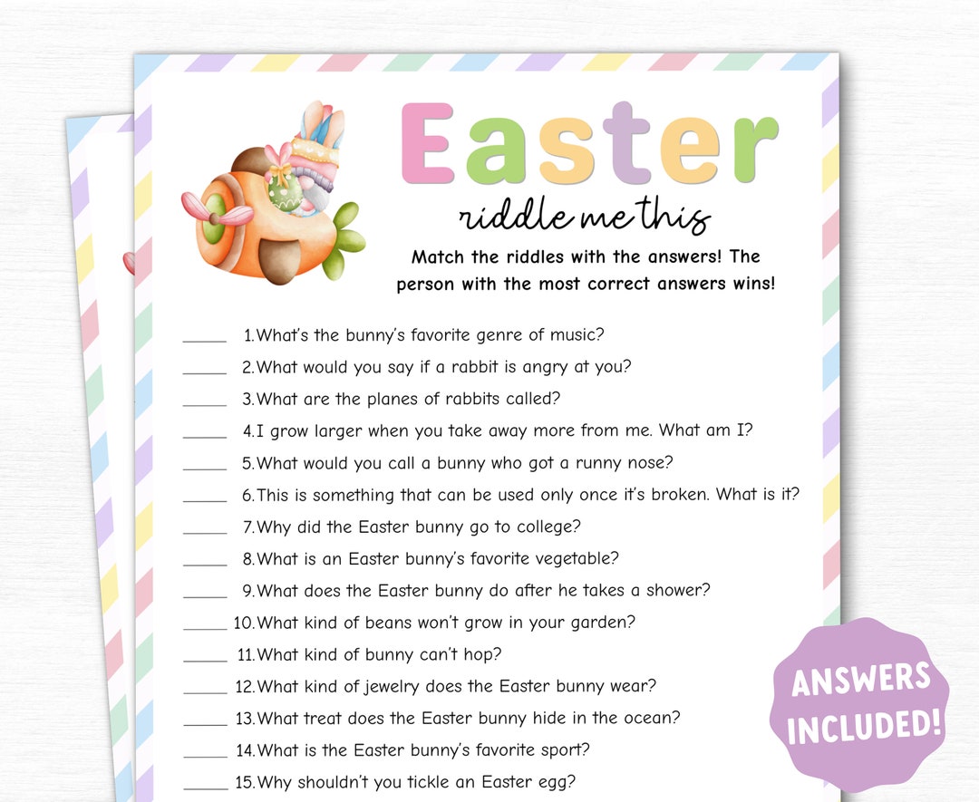 Easter Riddle Me This Game, Printable Easter Game for Adults, Easter ...