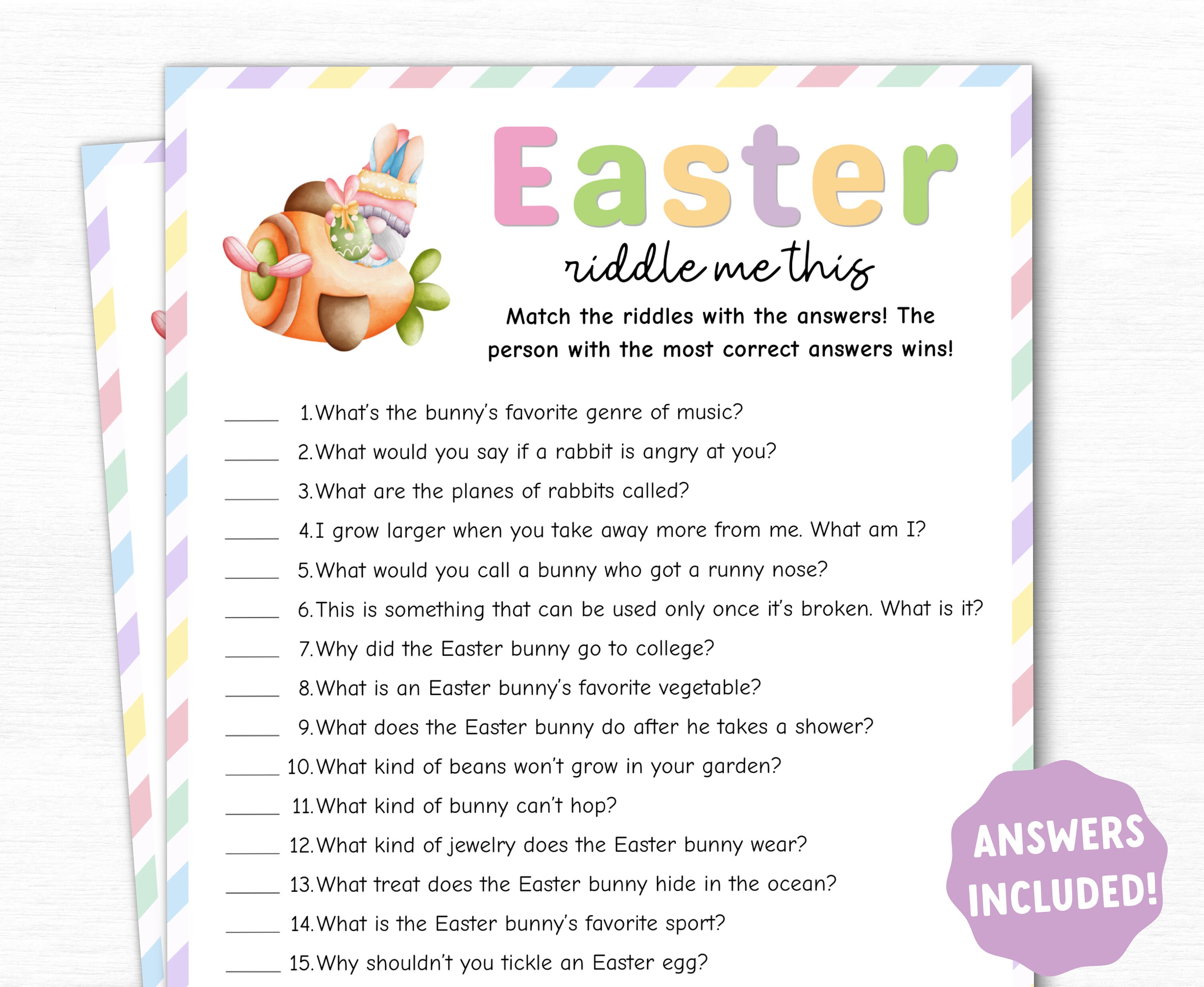 Easter Riddle Me This Game, Printable Easter Game for Adults, Easter ...