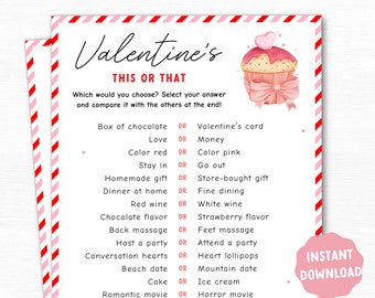 Valentines Day This or That Printable Game, Valentines Party Game ...