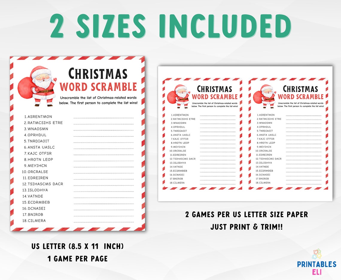 Christmas Word Scramble Game Printable Christmas Family Game - Etsy
