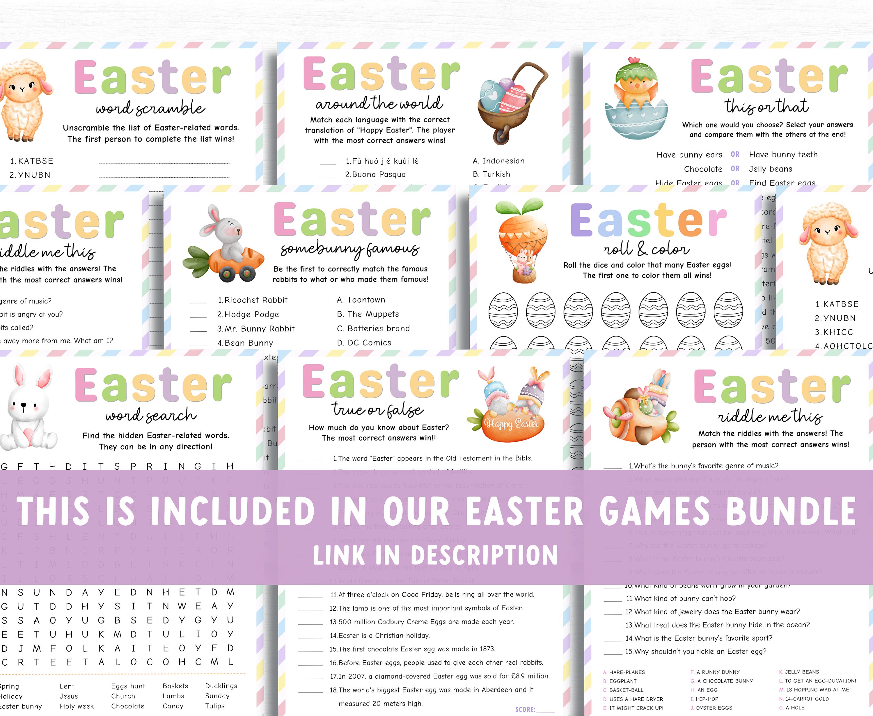 Easter Word Search Game, Printable Easter Party Game, Classroom ...