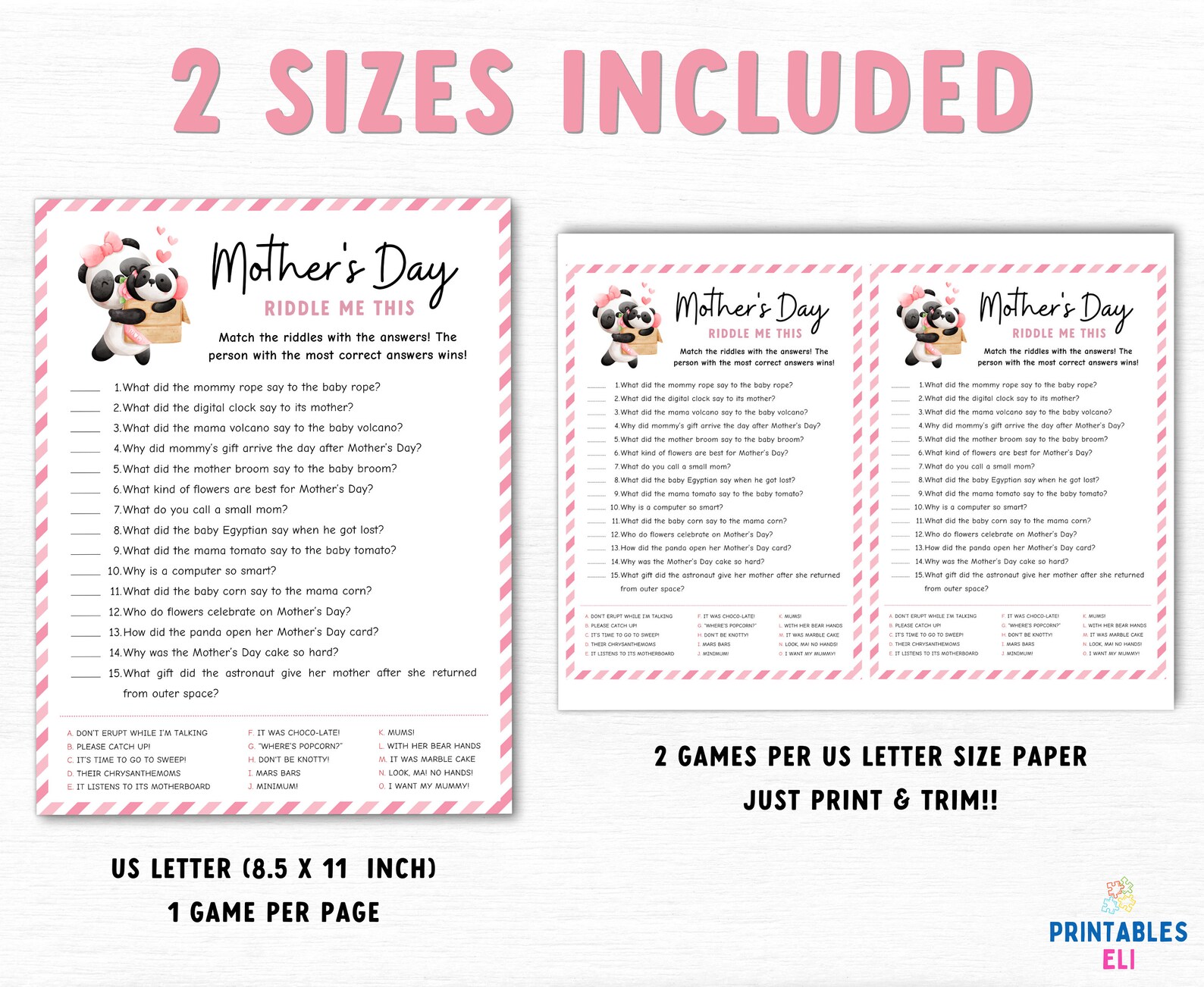 Mothers Day Riddle Me This Game, Printable Mothers Day Game for Adults ...