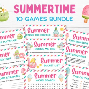 Summer Game Bundle Printable Summer Game for Kids and Adults - Etsy