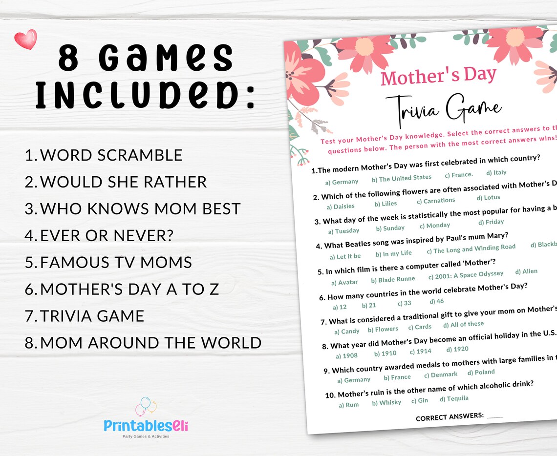 Printable Mother's Day Game Bundle Printable Mothers Day - Etsy