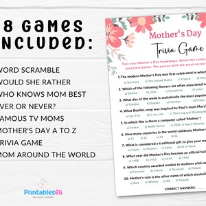 Printable Mother's Day Game Bundle Printable Mothers Day - Etsy