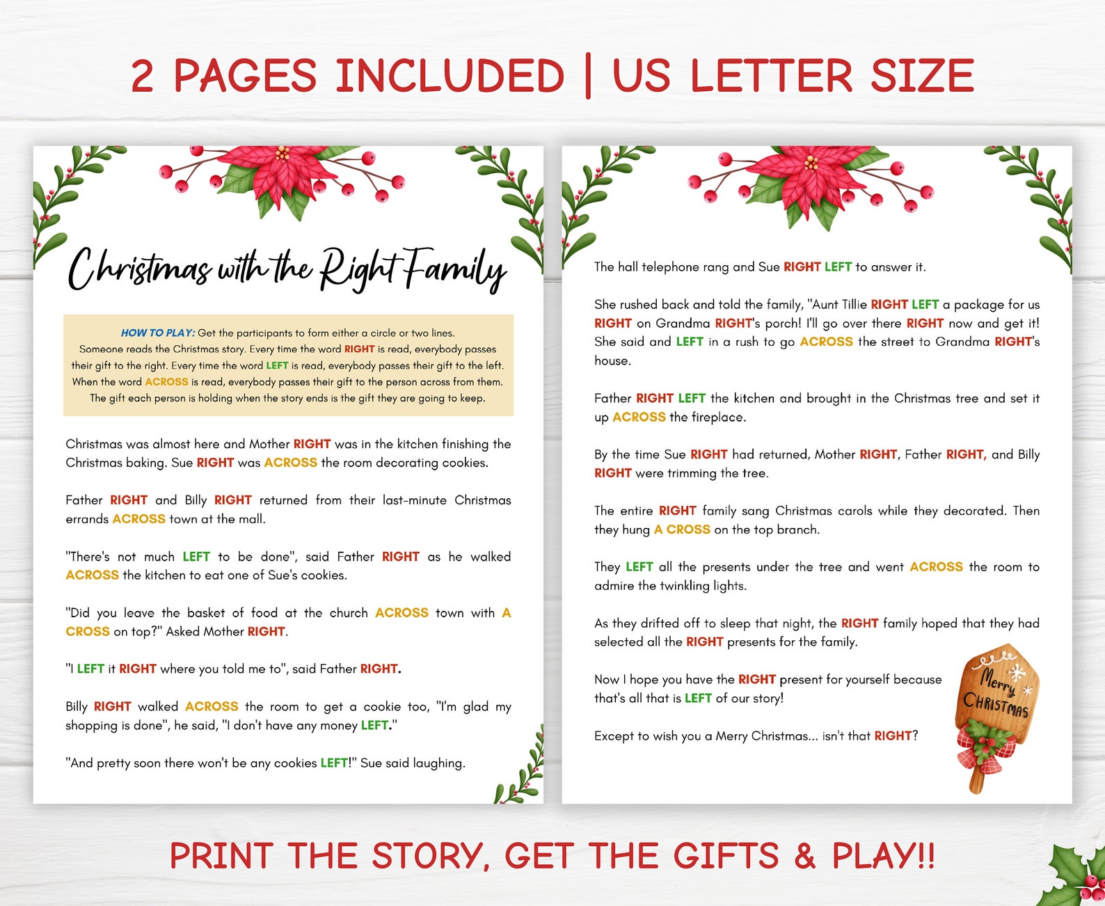 Left Right Game Gift Exchange Game Christmas Party Game - Etsy