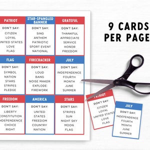 Fourth of July Taboo Game, Printable Patriotic Party Game, Family Game ...