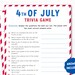 Fourth of July Trivia Game, 4th of July Printable Game, Printable ...