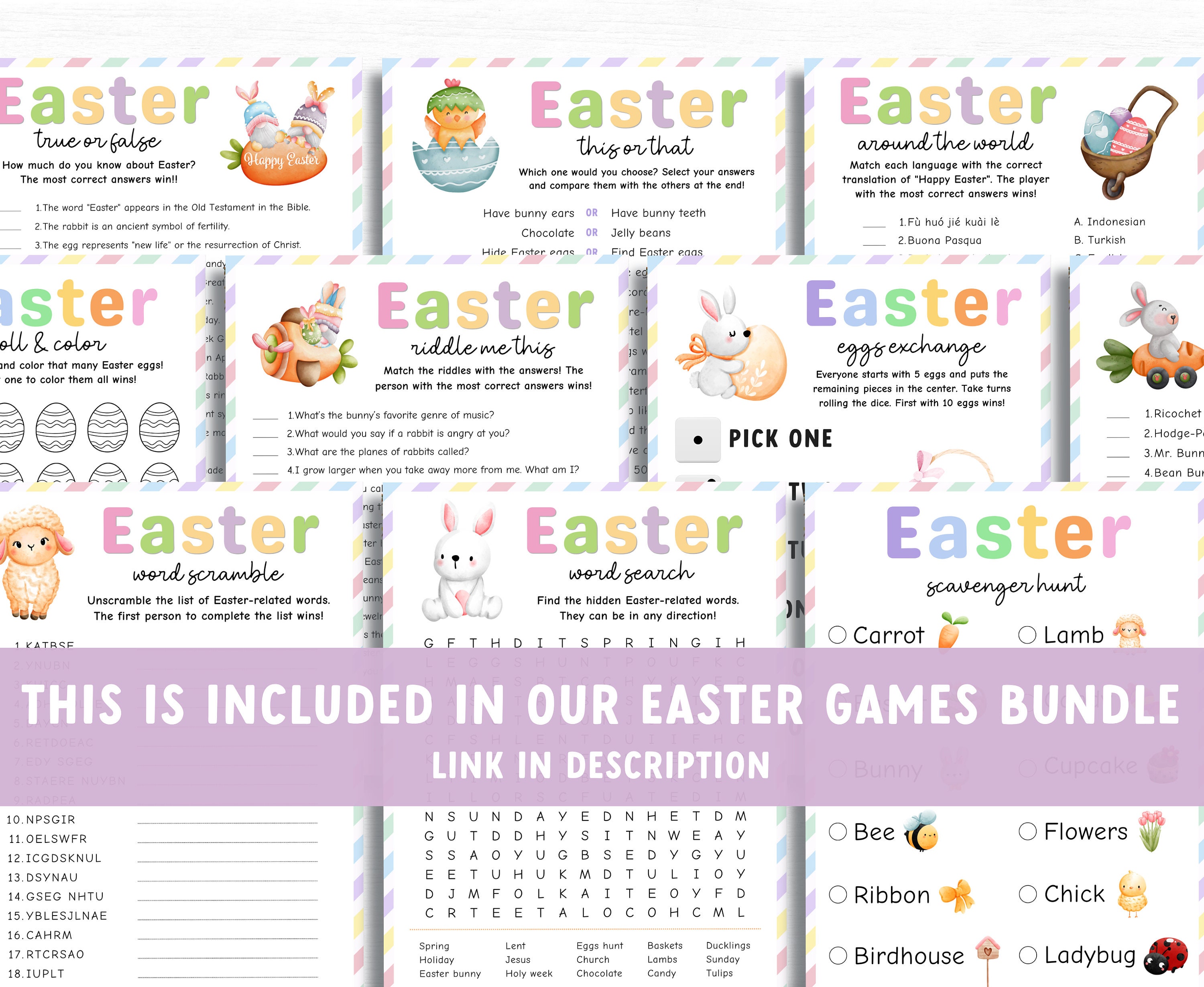 Roll and Color Easter Printable Game for Kids, Easter Activity ...