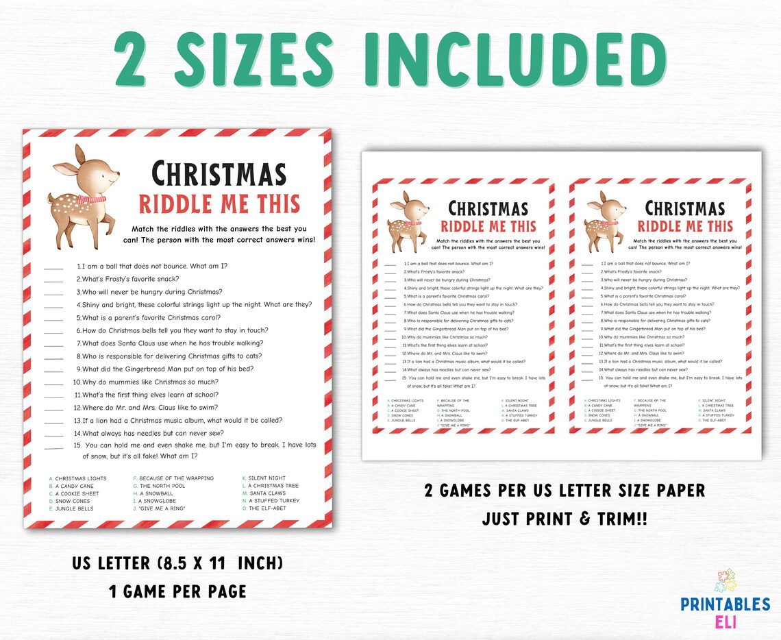 Christmas Riddle Me This Printable Game Family Christmas Game - Etsy