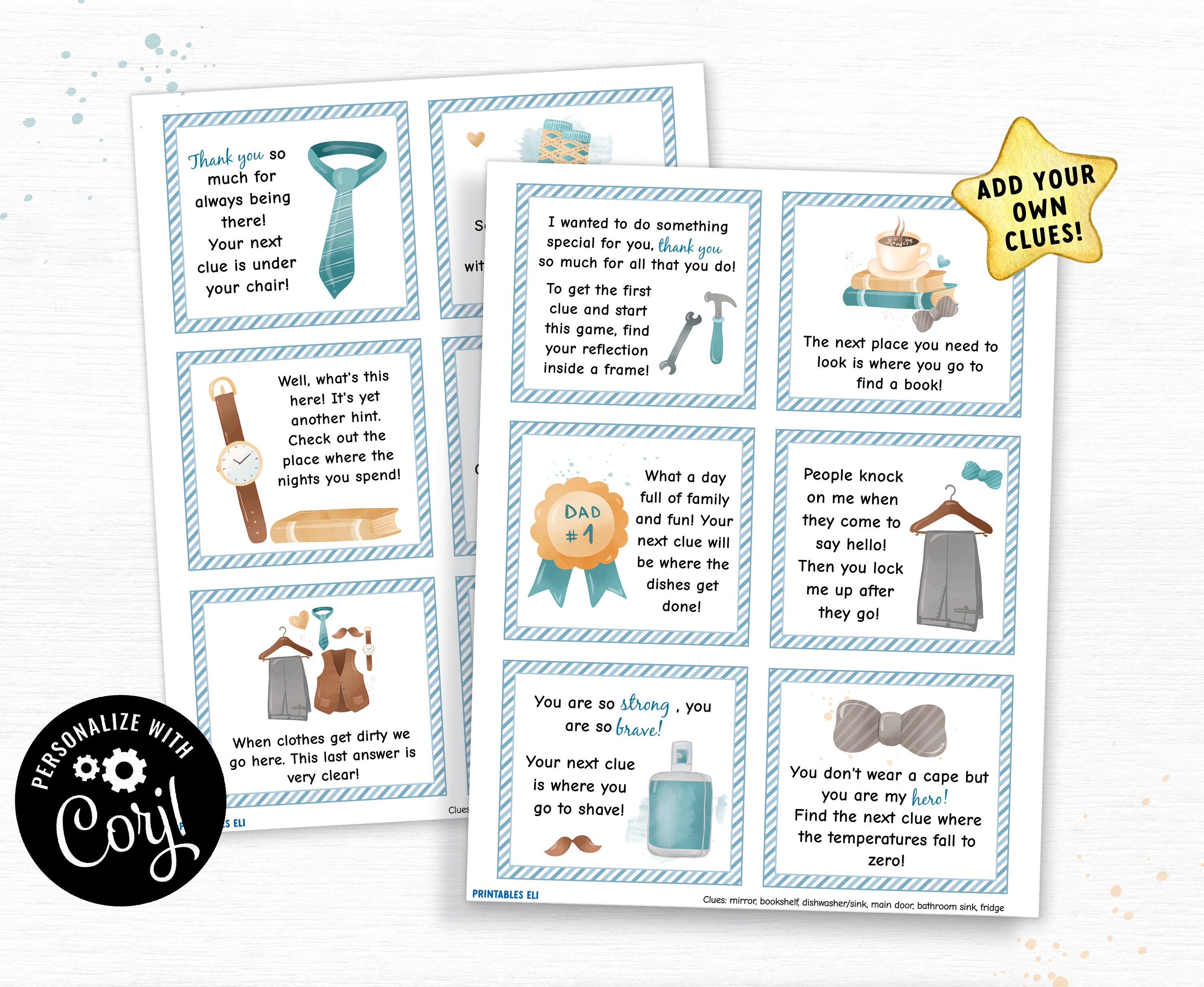 Father's Day Treasure Hunt Clues Scavenger Hunt for Kids - Etsy