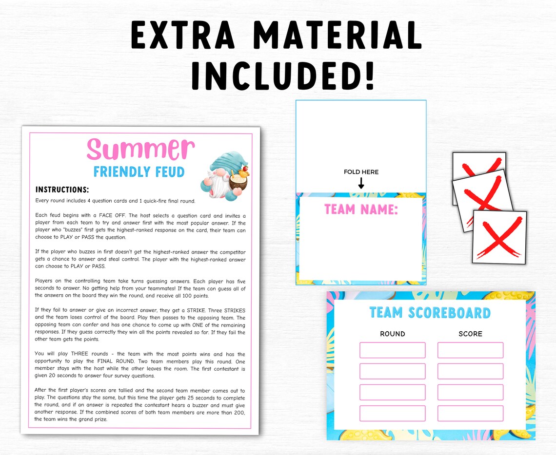 Summer Friendly Feud Game, Trivia Night, Printable Family Feud Quiz ...