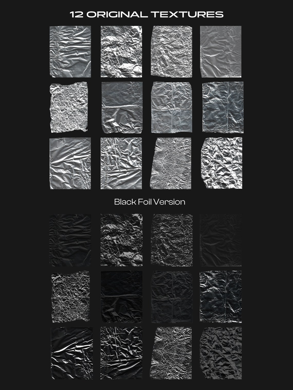 Aluminum Foil Texture | Black Foil Overlays | PNG | Photoshop - Etsy