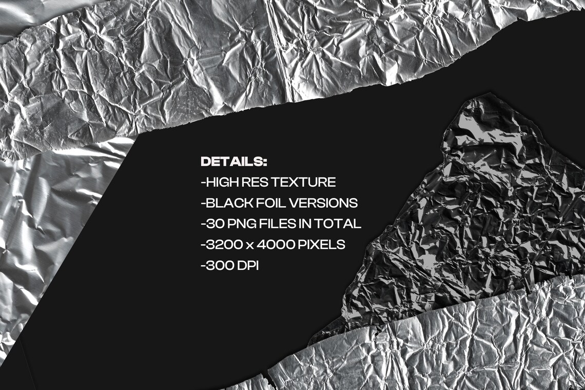 Aluminum Foil Texture | Black Foil Overlays | PNG | Photoshop - Etsy
