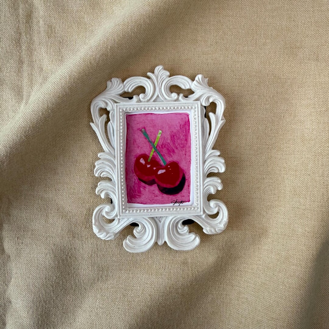 Miniature Collage Cherries Art Print Framed and Signed - Etsy