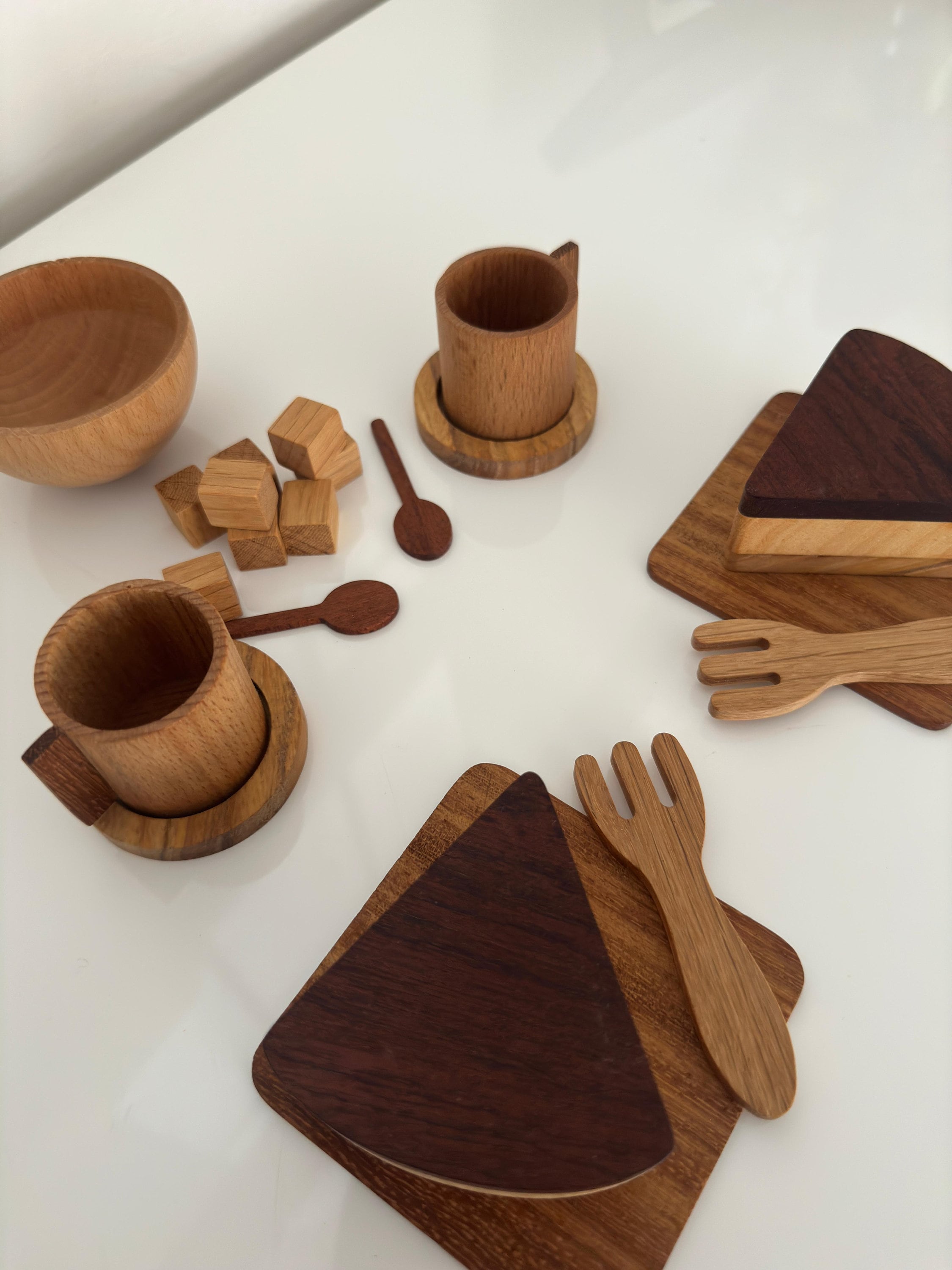 Hand Made Wooden Toy Tea Set Natural Wood Coffee or Tea - Etsy