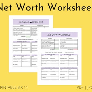 Net Worth Worksheet Net Worth tracker Annual Net Worth | Etsy