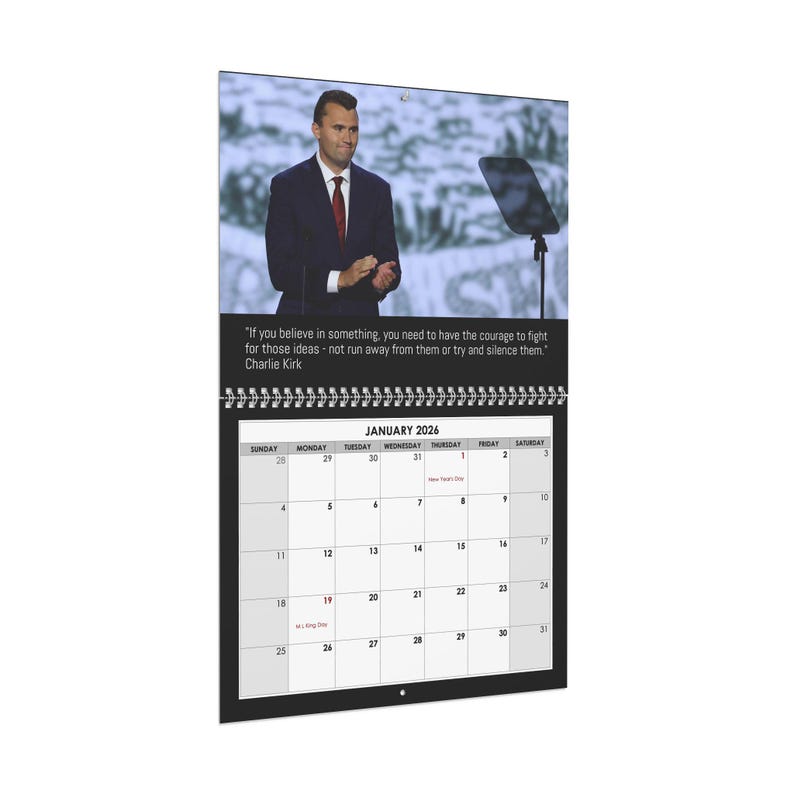 Charlie Kirk Freedom 2026 Calendar Turning Point USA Inspirational Wall ...
