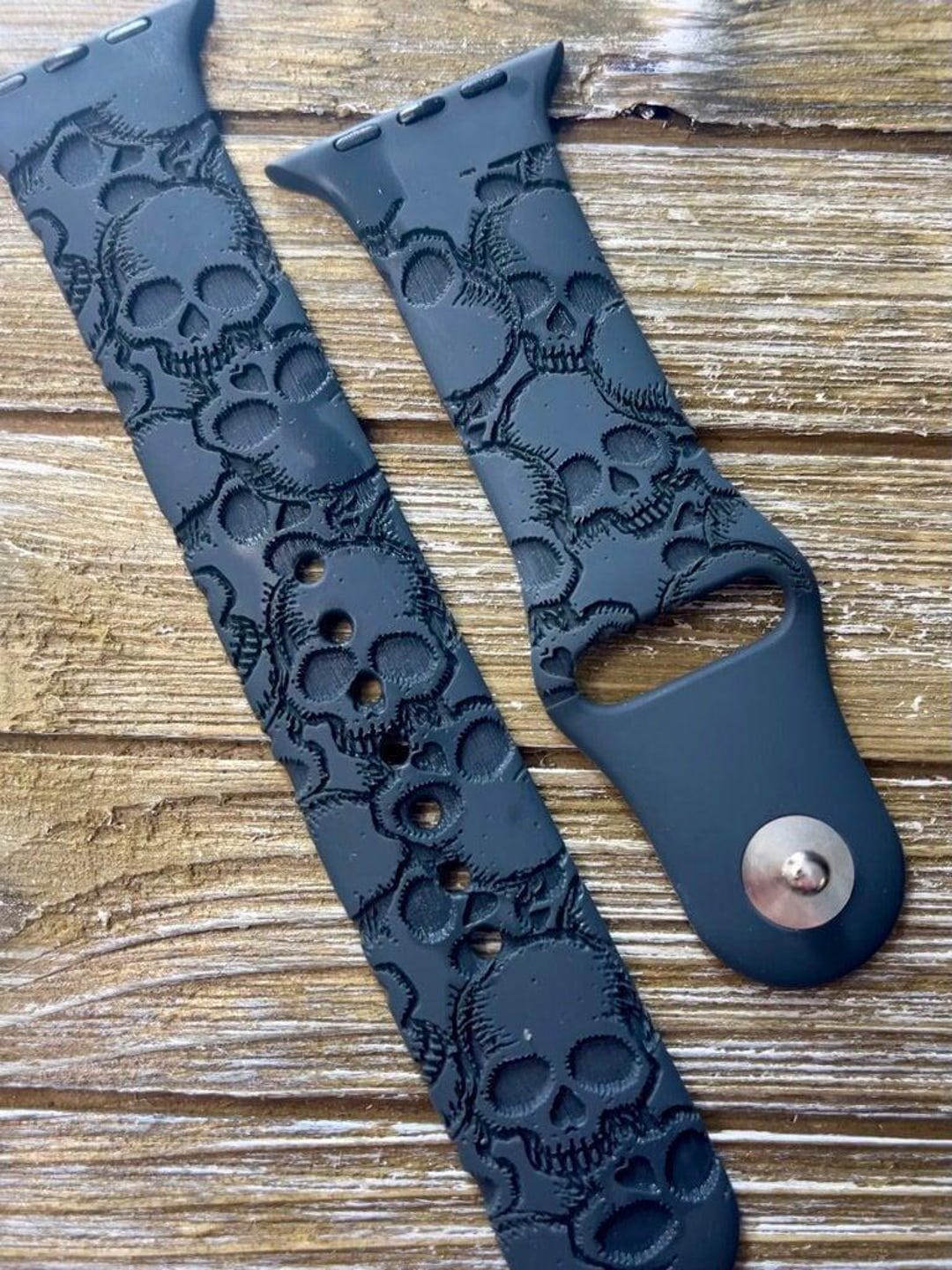Skulls Watch Band for Apple Watchstrap Silicone Goth Patriotic Women ...