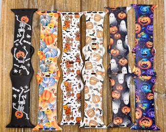 Halloween Ghosts Watch Band for Apple Iwatchengraved Silicone 38mm 40mm ...