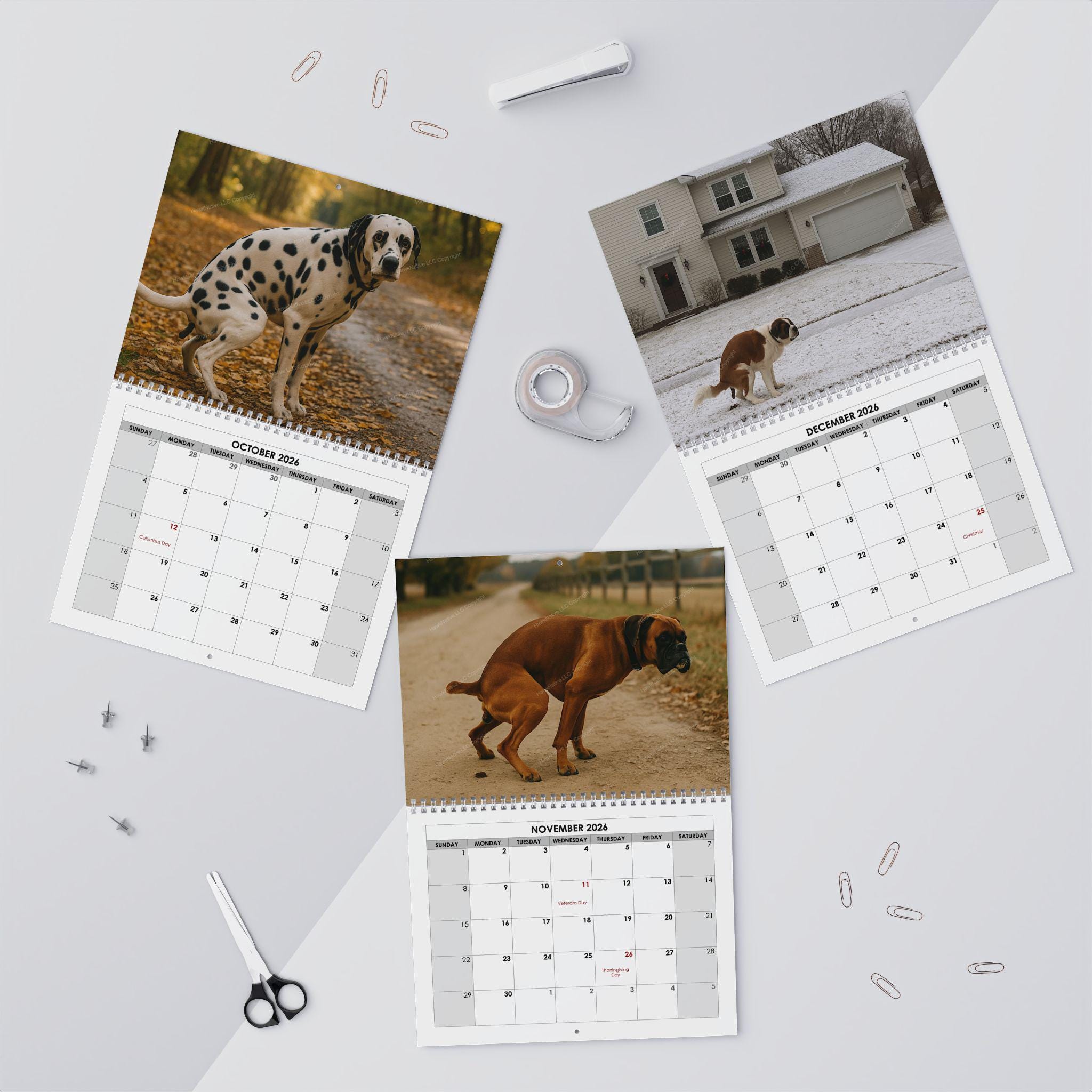 Funny Dogs 2026 Wall Calendar - Dumping Doggies Great Gag Gift White ...