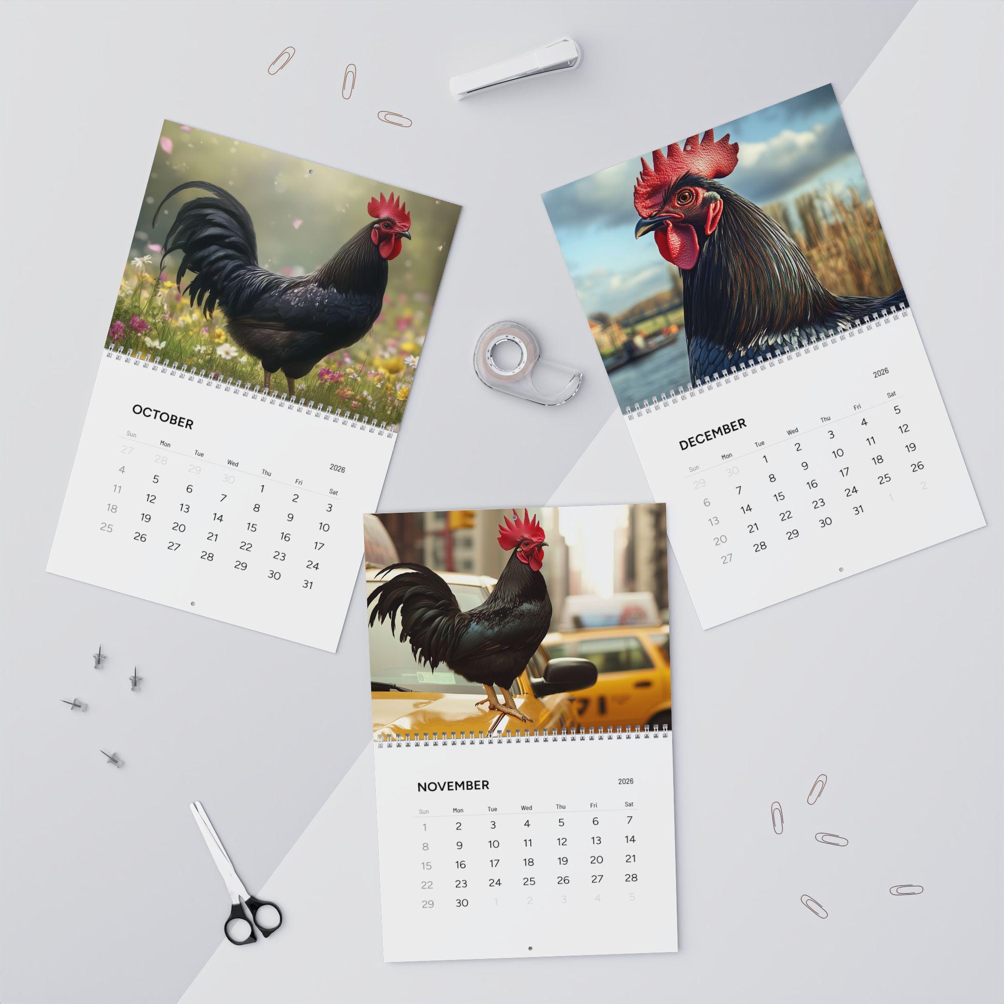 Funny Chicken Calendar 2026 Wall Calendars - Funny Christmas Gag Gift ...