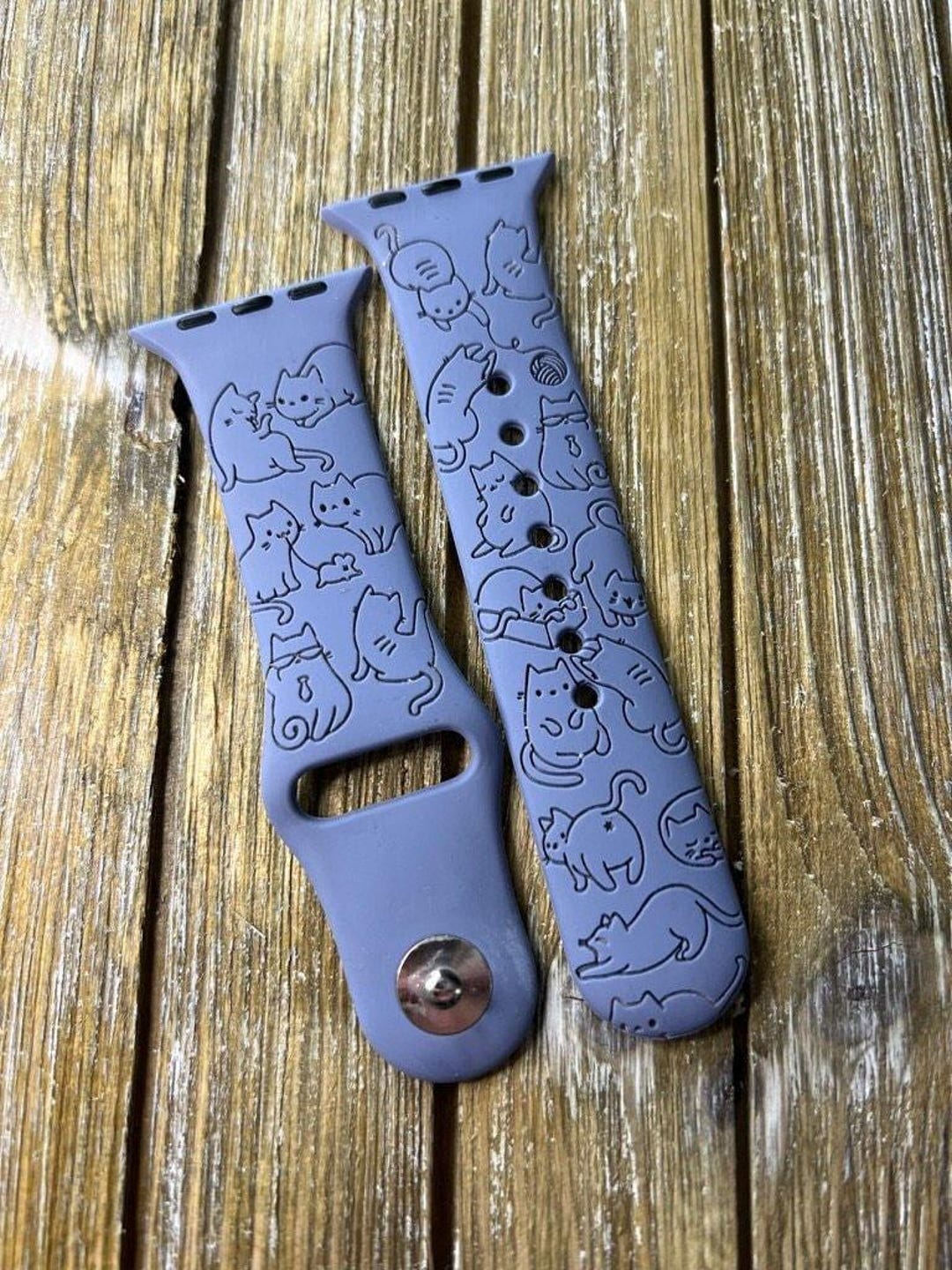 Cat Watch Band for Apple Watch Women Strap Silicone Engraved - 38mm ...