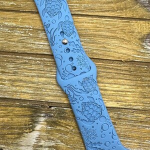 Sea Turtles Summer Watch Band for Apple Silicone Engraved Vacation ...