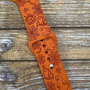 Halloween Ghosts Watch Band for Apple Iwatchengraved Silicone 38mm 40mm ...