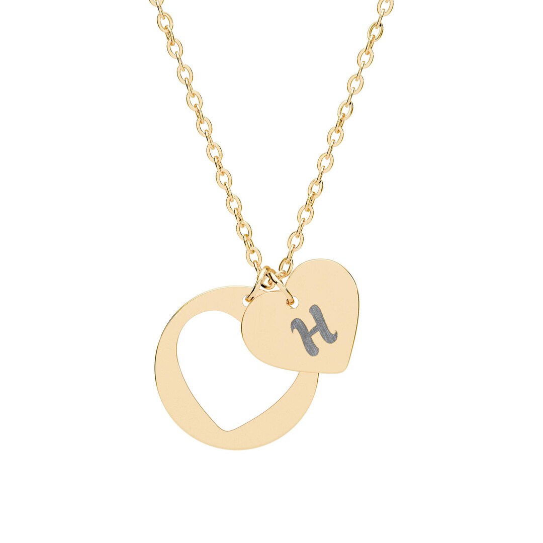 Engraved Initial Heart Cutout Necklace | Heart Pendant Necklace | H ...