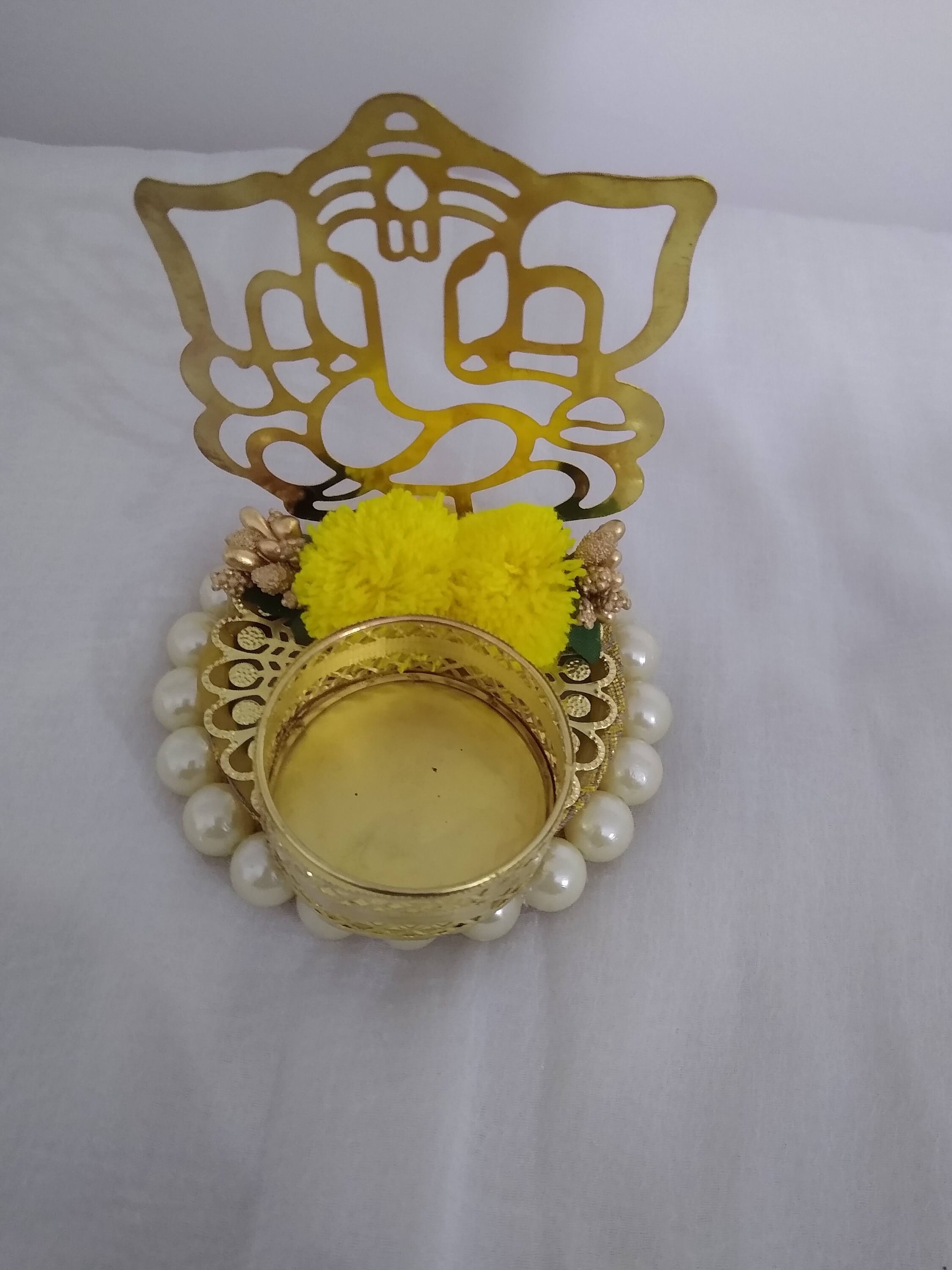 Lord Ganesh Shadow Metal Tea Light Candle Holder, Table Decorative ...