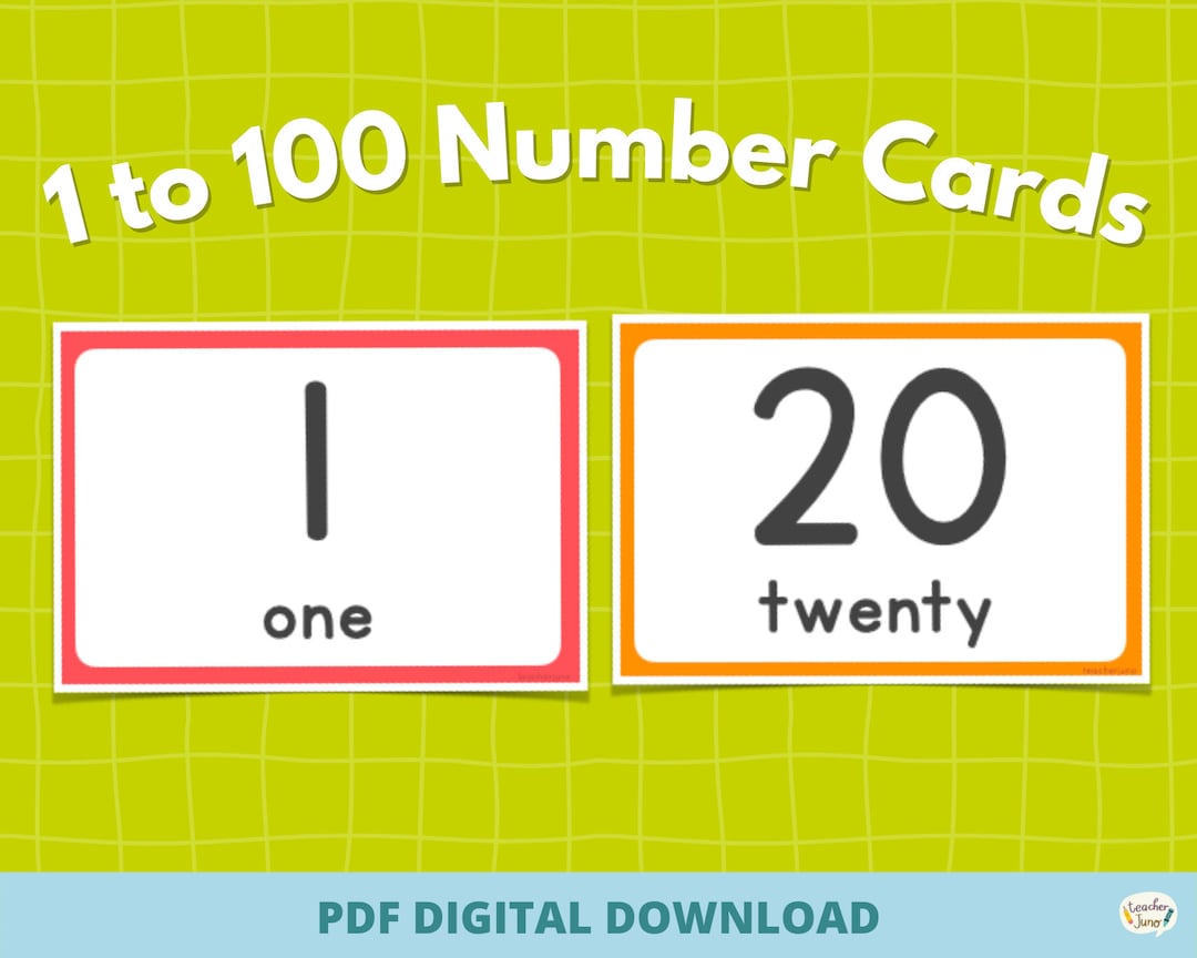 1 to 100 Number Cards - Etsy