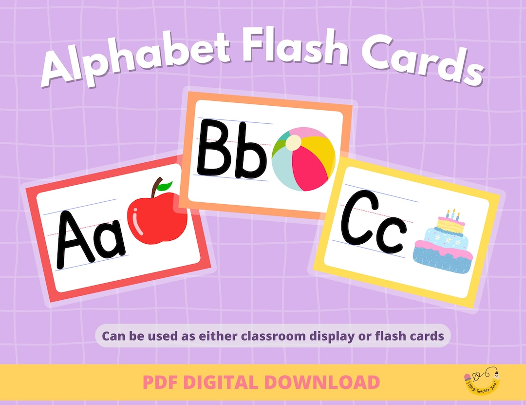 Rainbow Themed Alphabet Flash Cards - Etsy